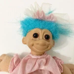 Toys | Vtg 1992 Russ Troll Doll Blue Hair Open Bag Stomach Fillable ...